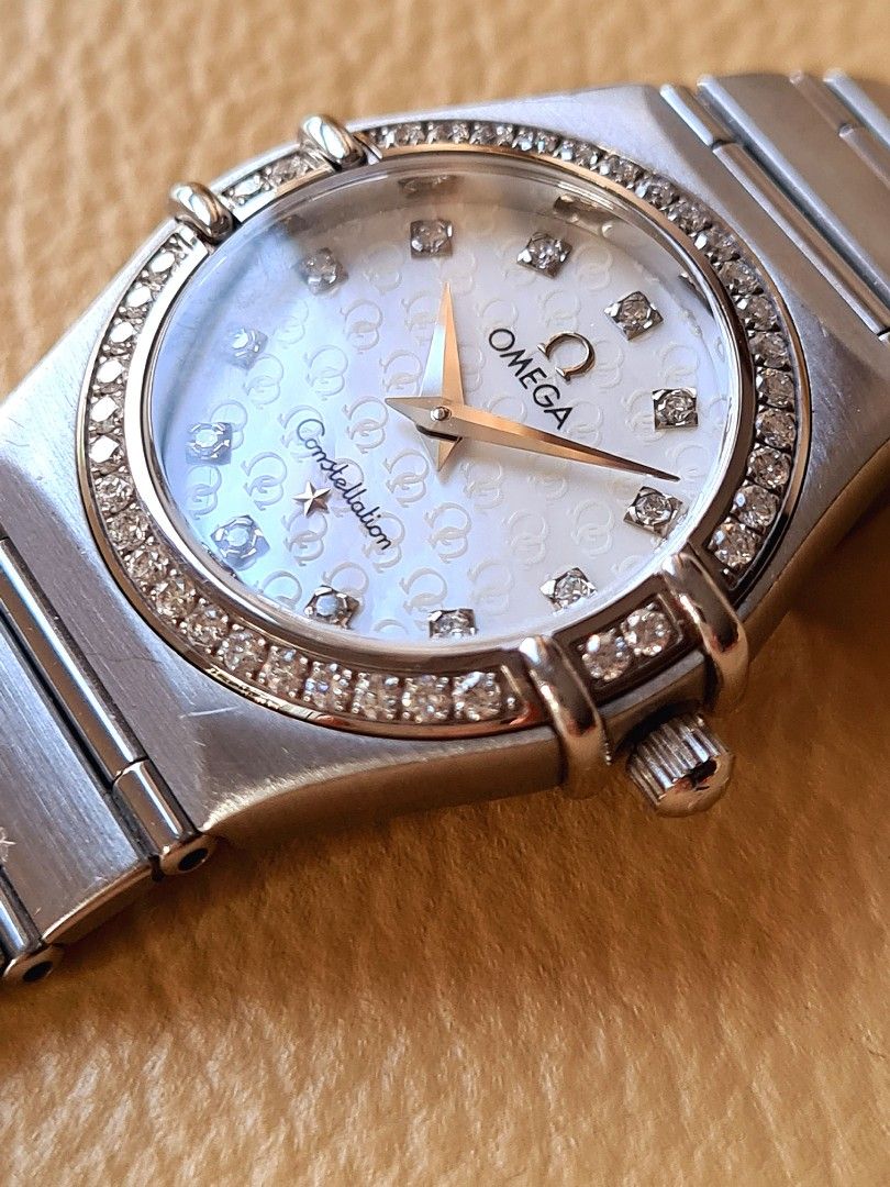 Omega Constellation Diamonds Bezel White Mother of Pearl Omega Logo ...