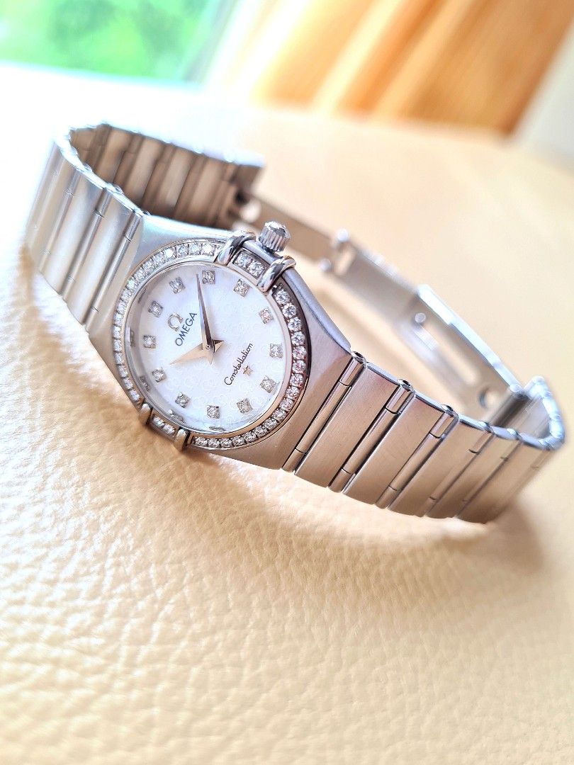 Omega Constellation Diamonds Bezel White Mother of Pearl Omega Logo ...