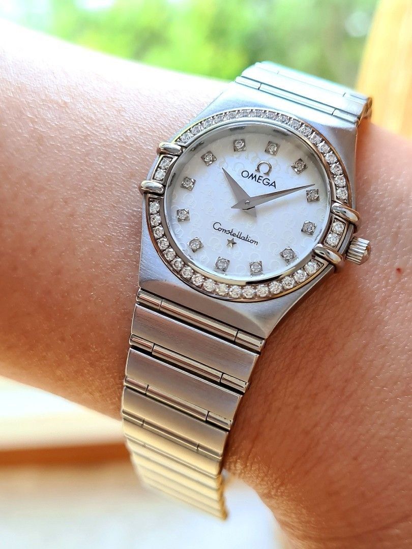 Omega Constellation Diamonds Bezel White Mother of Pearl Omega Logo ...