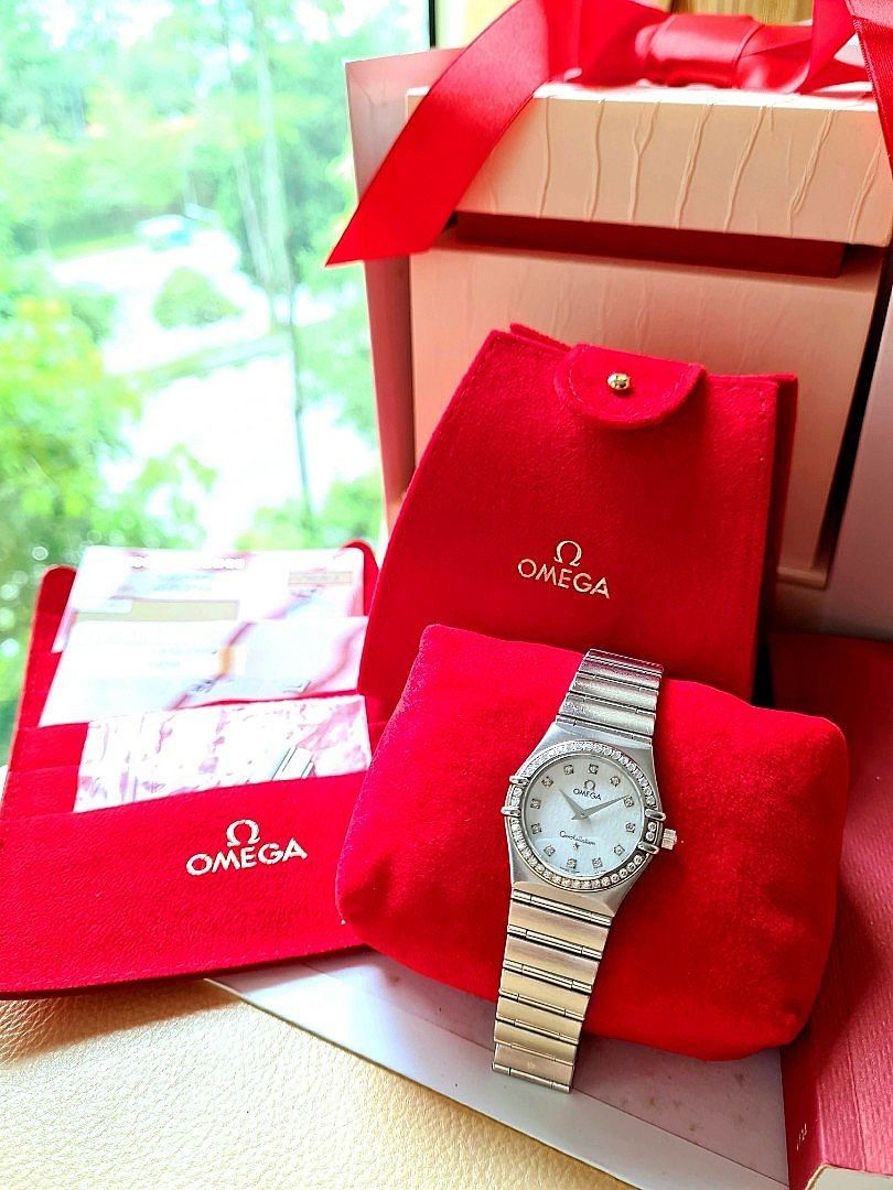 Omega Constellation Diamonds Bezel White Mother of Pearl Omega Logo ...