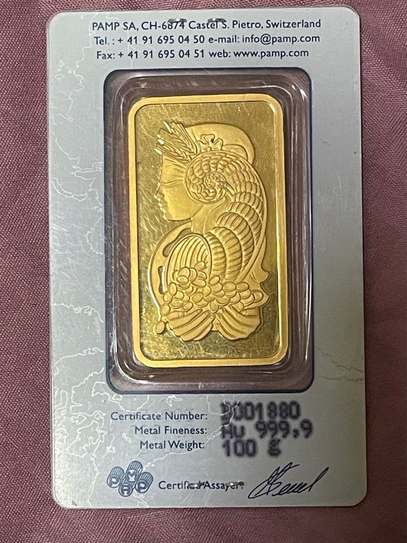 Pamp Sa Pure Gold Bar 100 grams, Hobbies & Toys, Memorabilia ...