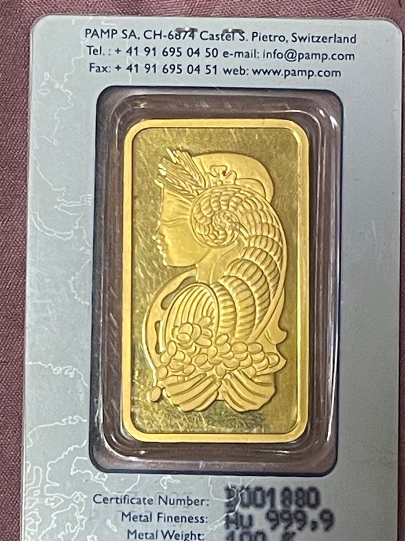 Pamp Sa Pure Gold Bar 100 grams, Hobbies & Toys, Memorabilia ...