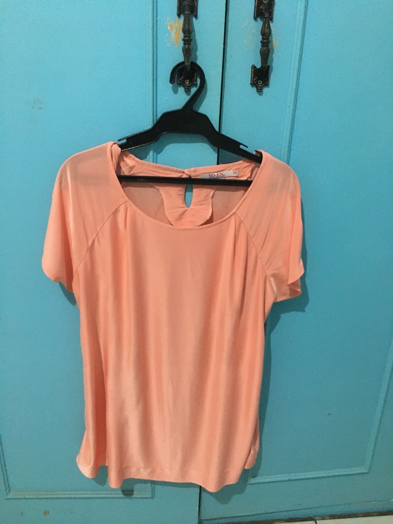 PLUS SIZE PEACH SOEN BLOUSE, Women's Fashion, Tops, Shirts on Carousell