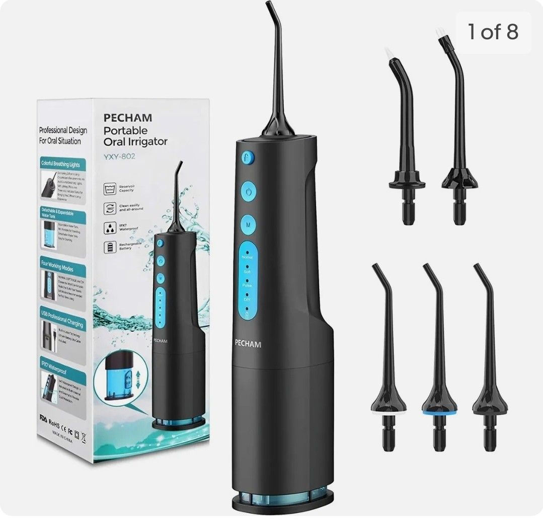 Pecham YXY-802 Electric Battery Powered Water Flosser Oral Irrigator - Black, Beauty & Personal ...