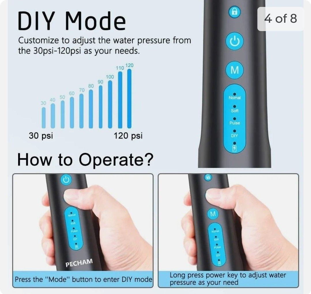 Pecham YXY-802 Electric Battery Powered Water Flosser Oral Irrigator - Black, Beauty & Personal ...