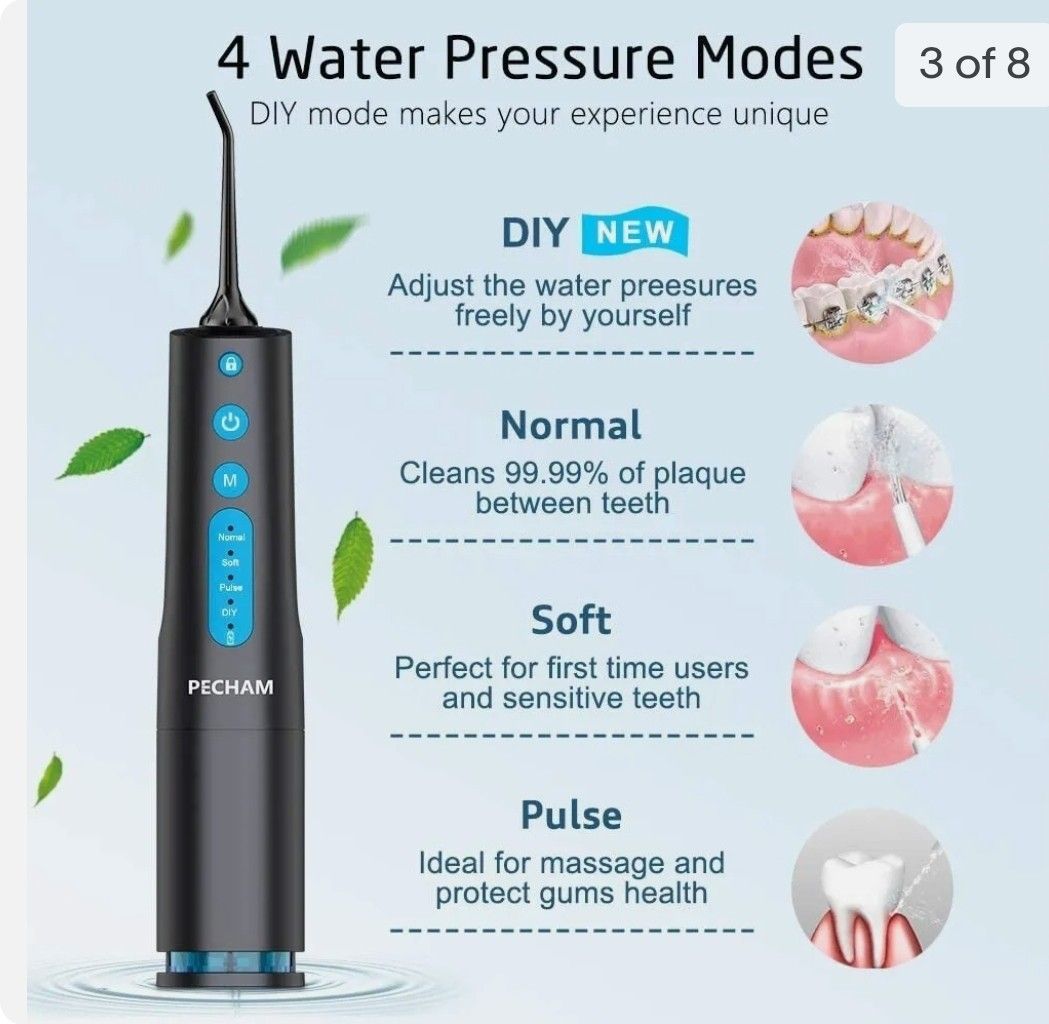 Pecham YXY-802 Electric Battery Powered Water Flosser Oral Irrigator - Black, Beauty & Personal ...