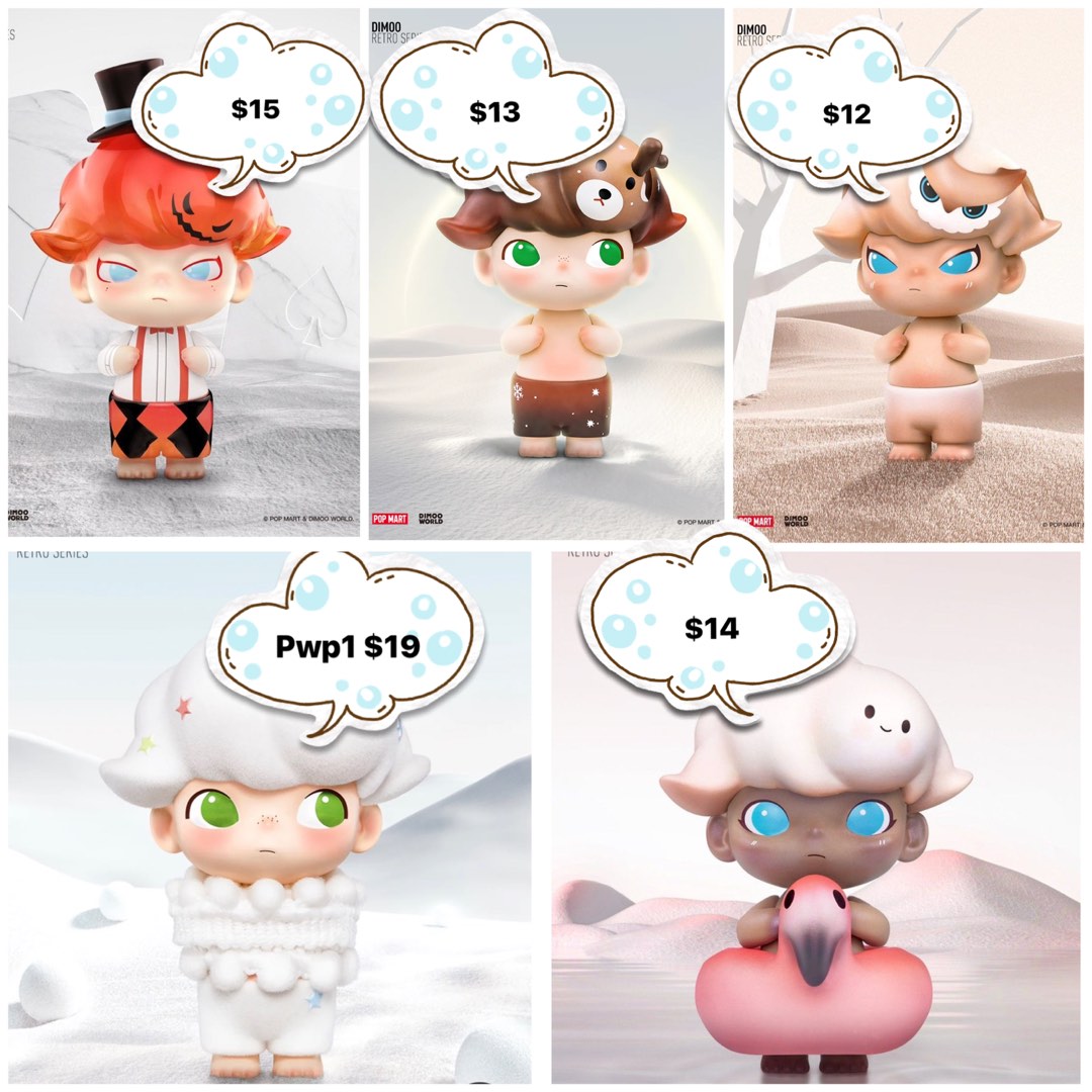 Popmart pop mart Dimoo Retro Snowball/Angel Devil/Rabbit/Joker/Flamingo ...