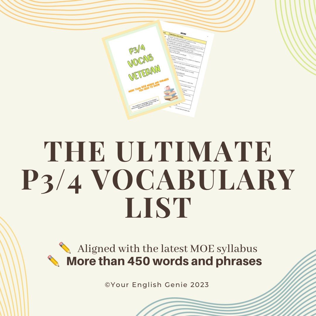 Primary 3 and 4 Vocabulary List (More than 450 Words and Phrases) - E ...
