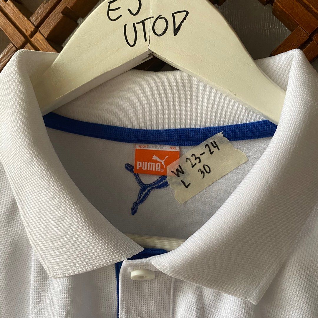 Puma Dry Cell Basic Blue Logo White Polo Shirt | Size XXL, Men's ...