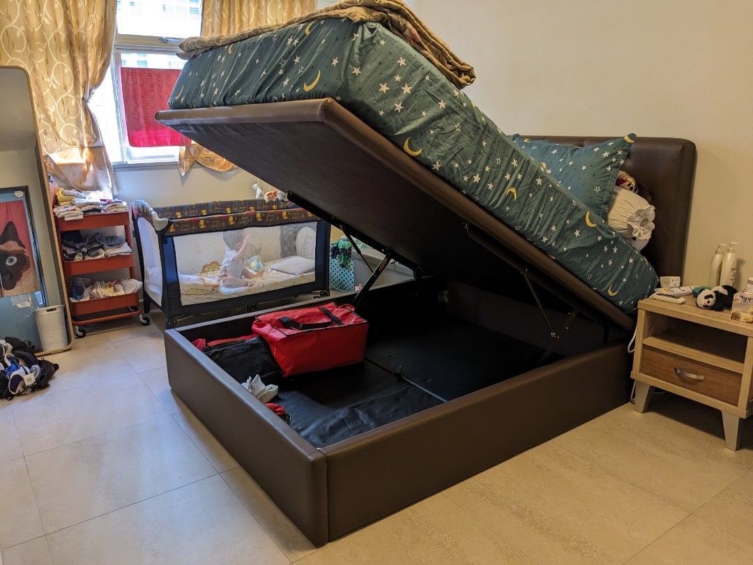 Queen Size Storage Bed Frame (Mattress Not Included), Furniture & Home Living, Furniture, Bed ...