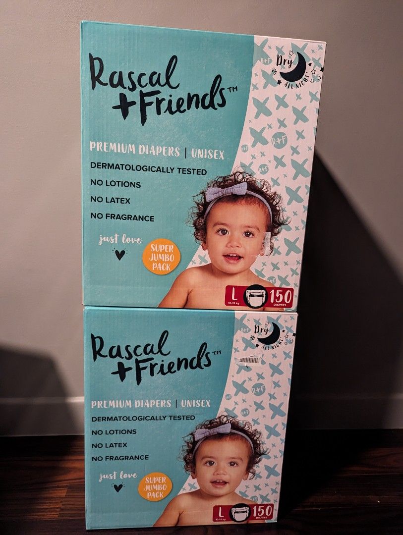 Rascal+Friends Premium Diapers L (Tape) x 2 Boxes, Babies & Kids ...