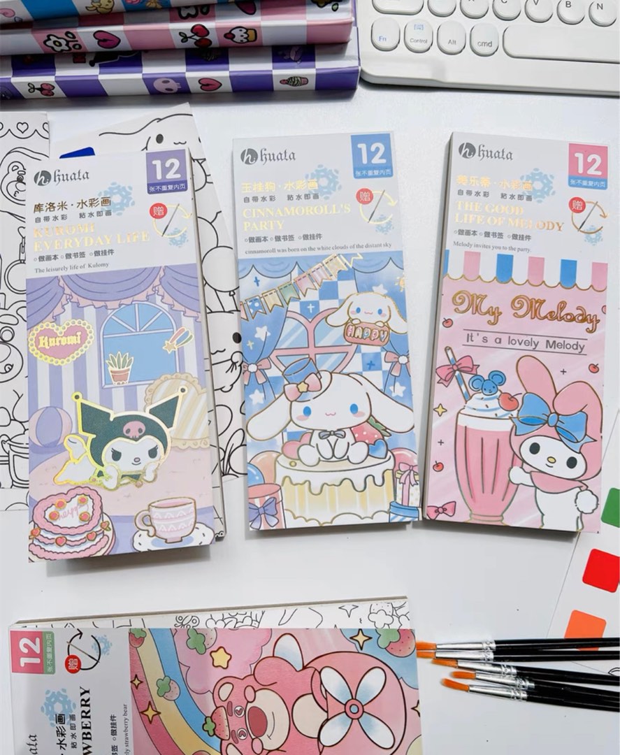 (PO) Sanrio Watercolour Painting Book, Hobbies & Toys, Stationery ...