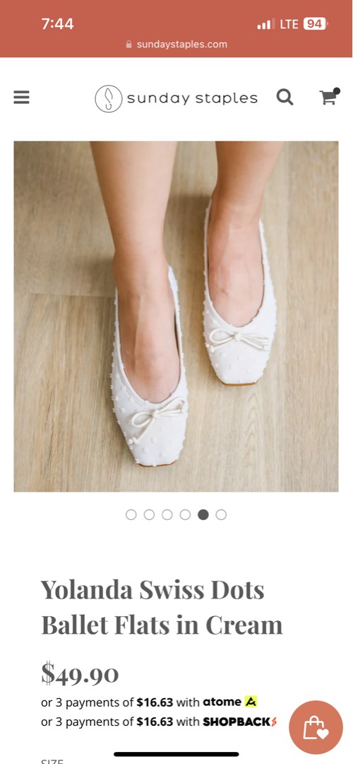 Sunday staples Yolanda Swiss Dots Ballet Flats in Cream, Women's ...