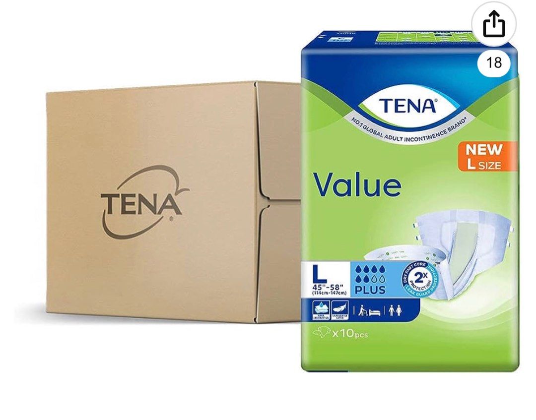 TENA Value adult diaper (Tape-type) - L size, Health & Nutrition, Assistive & Rehabilatory Aids ...