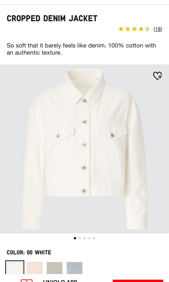Uniqlo Denim White Cropped Jacket, Women's Fashion, Coats, Jackets and ...