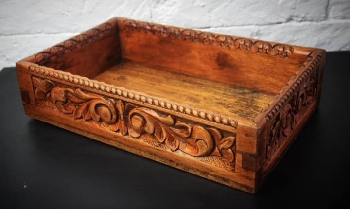 Vintage Hand Carved Narra wood Box Tray - Nuguid, Furniture & Home ...