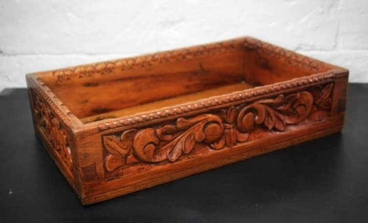 Vintage Hand Carved Narra wood Box Tray - Nuguid, Furniture & Home ...