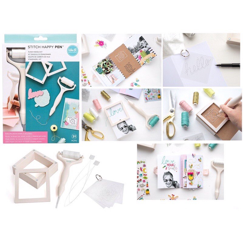 We R Memory Keepers Stitch Happy Pen Kit-Punch Needle Frame Threaders ...