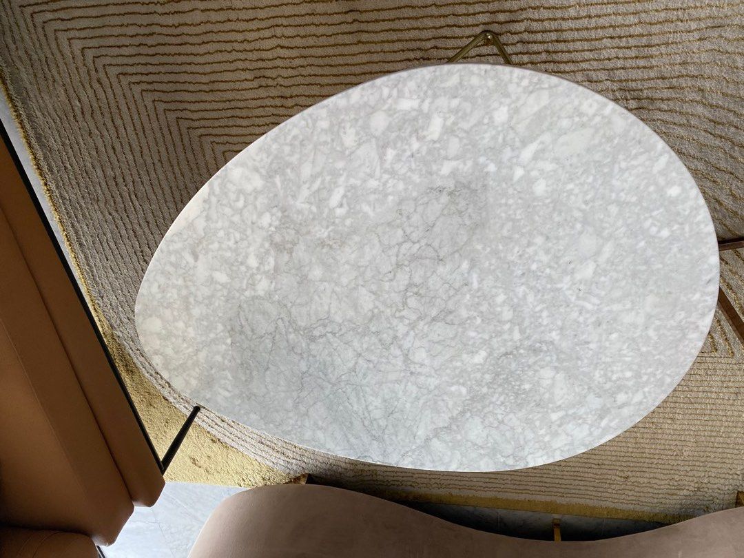 White Marble teardrop shaped coffee table, Furniture & Home Living ...
