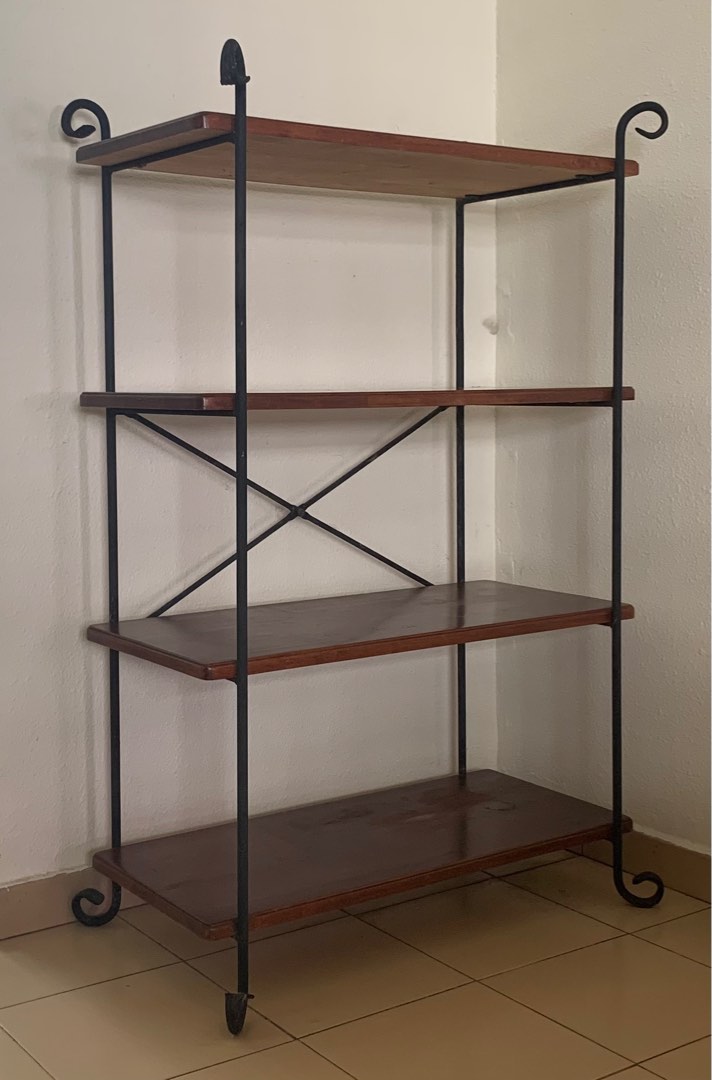 Wrought Iron Wooden Shelving Unit, Furniture & Home Living, Furniture ...