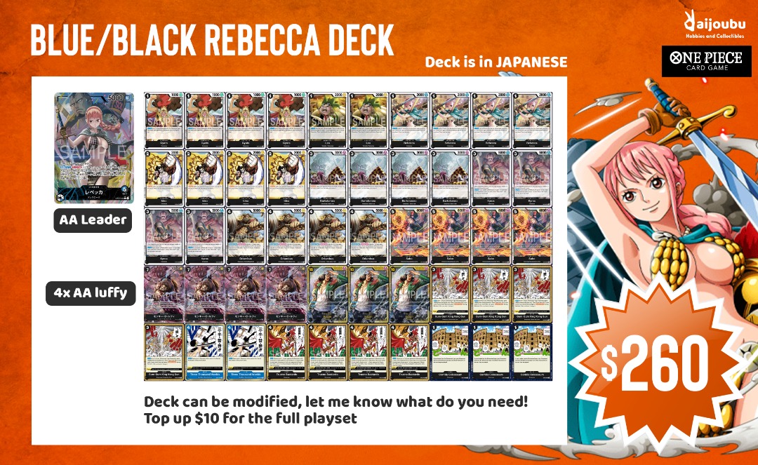 Wts One Piece Tcg Blue Black Rebecca Deck Hobbies Toys Toys Games On Carousell