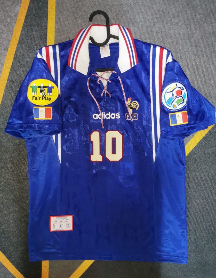 #10 Zidane France Home 1994 World Cup Euros soccer/football jersey/kit ...