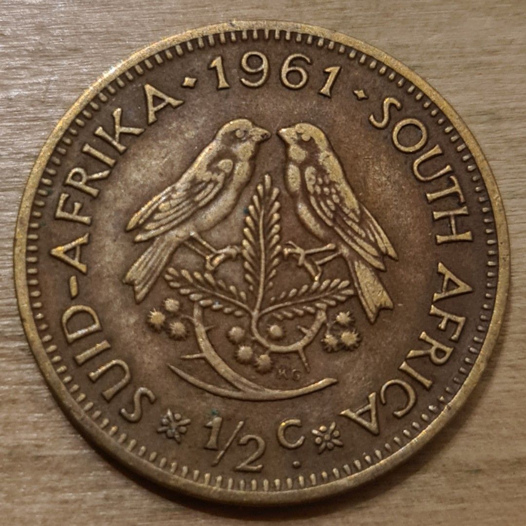 1961 South Africa Half Cent Coin, Hobbies & Toys, Memorabilia ...