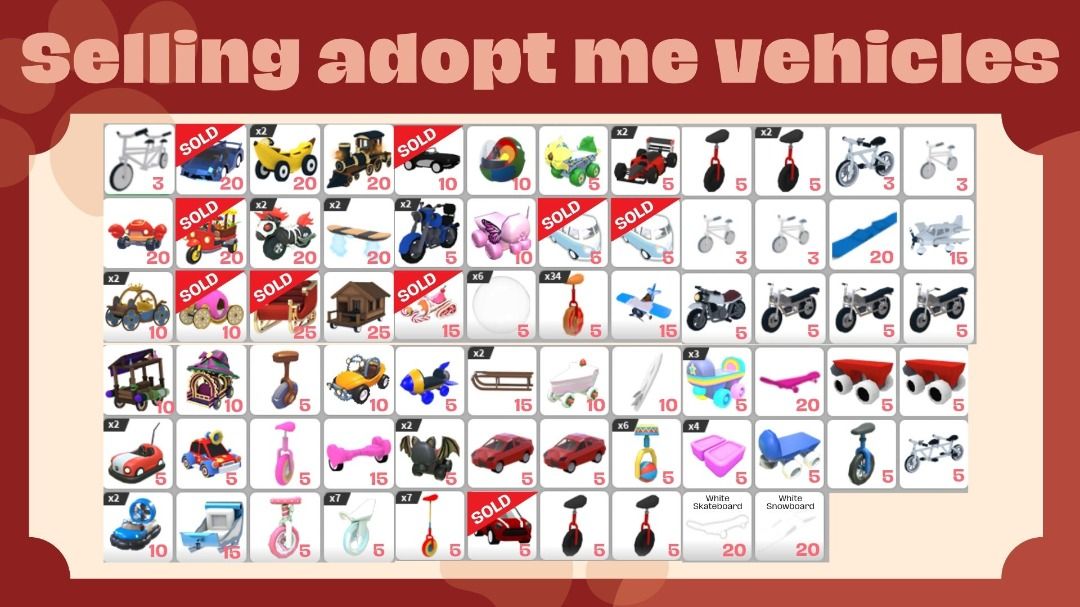 Adopt me Vehicles, Video Gaming, Gaming Accessories, In-Game Products ...