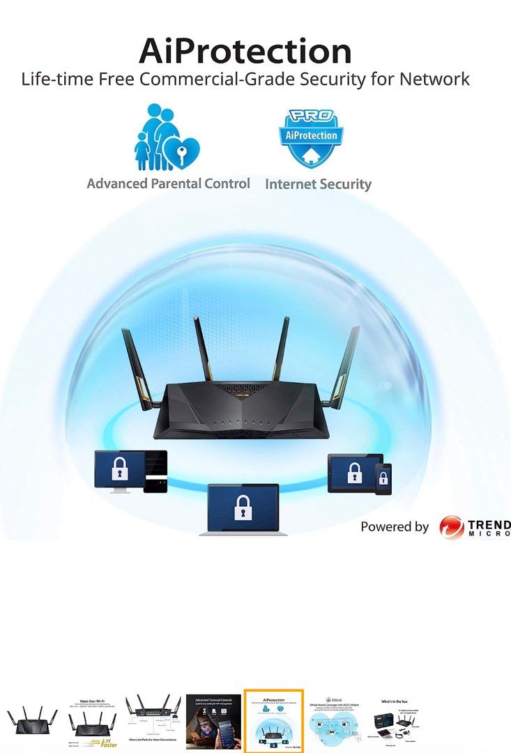 ASUS AX6000 router RT-AX88U dual band gigabit wireless router 8GB ports ...