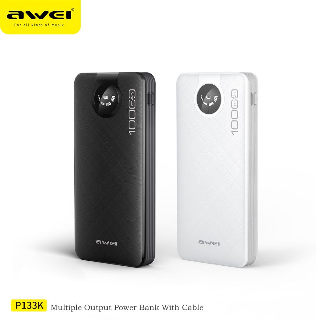 Awei P133K 10000mAh P134K 20000mAh Power Bank Built in Cable Type-C ...