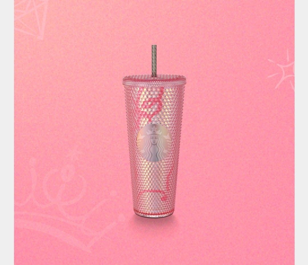 BLACKPINK + Starbucks Pink Bling Cold Cup 24oz, Furniture & Home Living ...