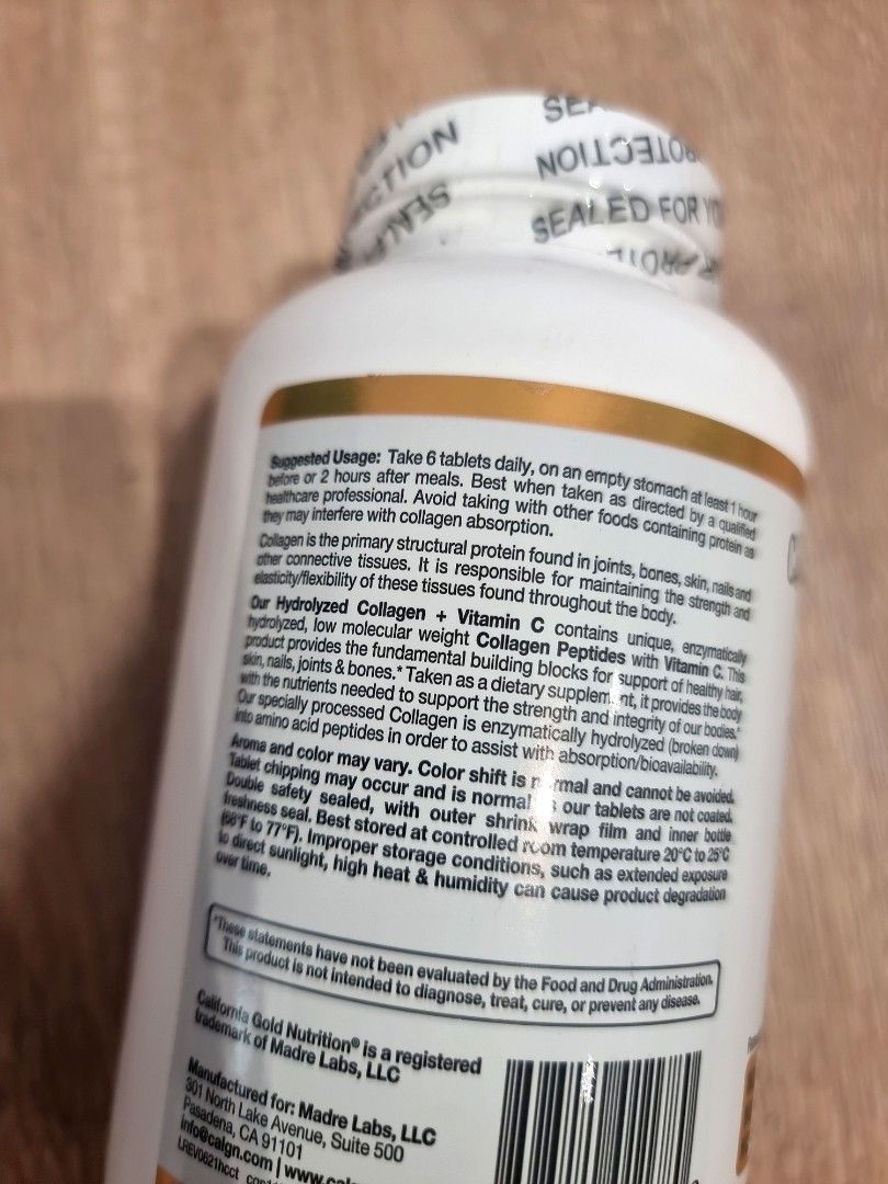 California Gold Collagen + Vitamin C, Health & Nutrition, Health ...