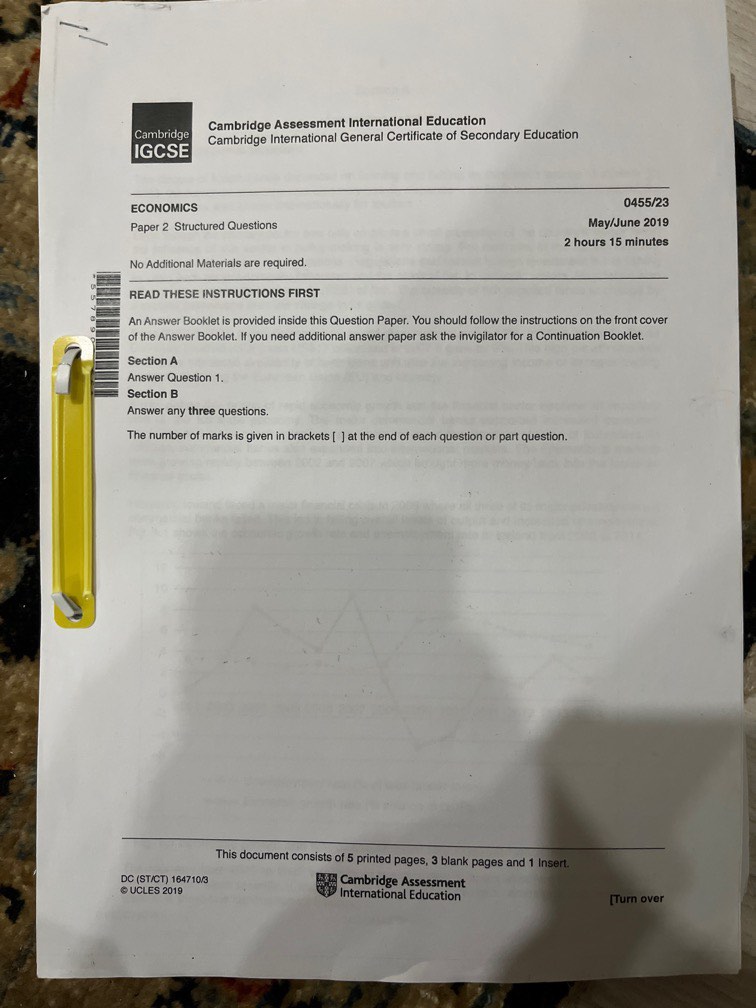 Cambridge IGCSE 0455 Economics Past Papers , Paper 1 and 2 from May ...