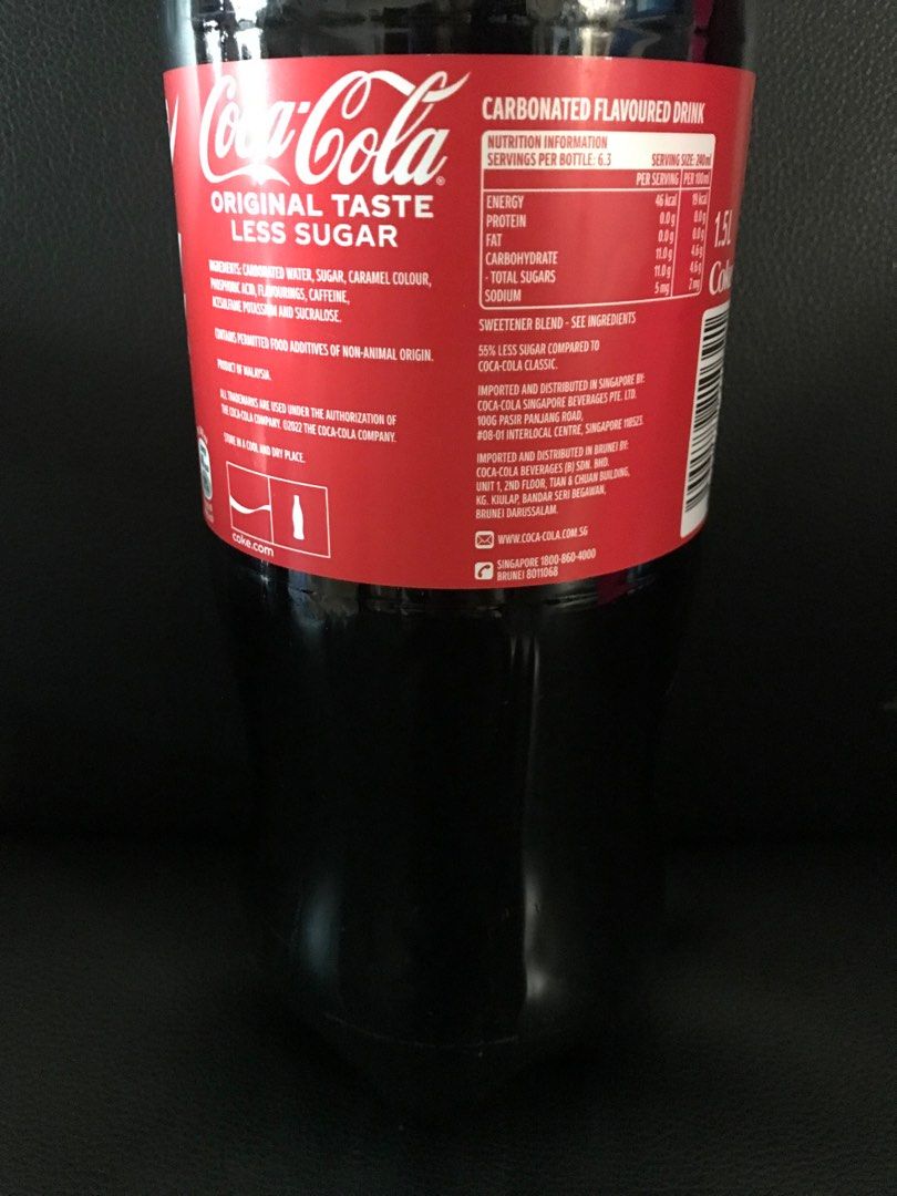 Coca Cola Original Taste (Less Sugar) (1.5L), Food & Drinks, Beverages ...