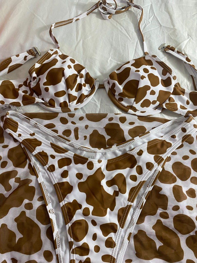 Cow print 3 in 1 bikini, Women's Fashion, Swimwear, Bikinis & Swimsuits ...