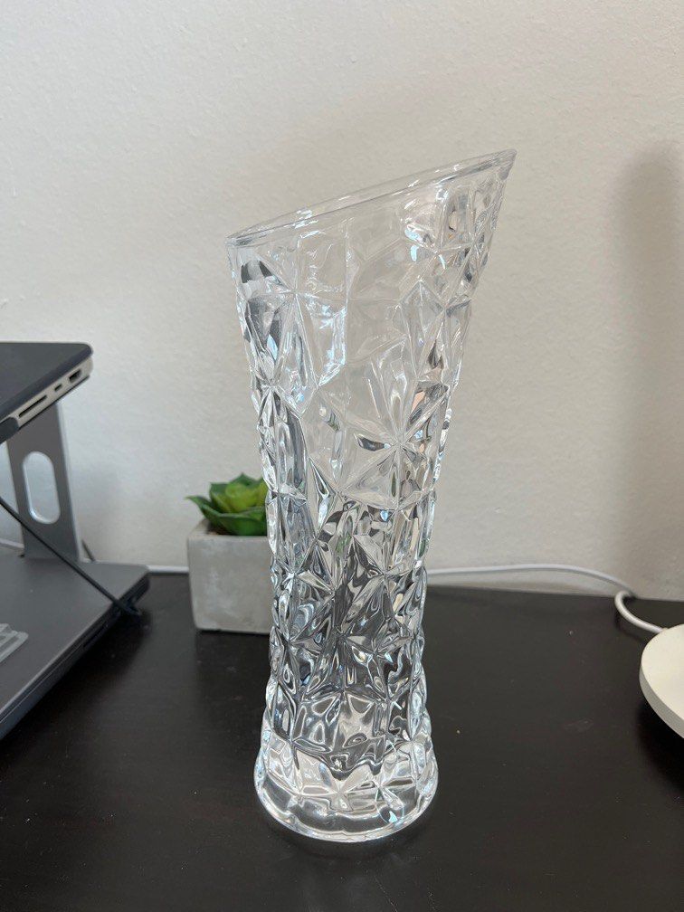 Crystal Clear Transparent Tall Vase Modern Classic Design Vase ...