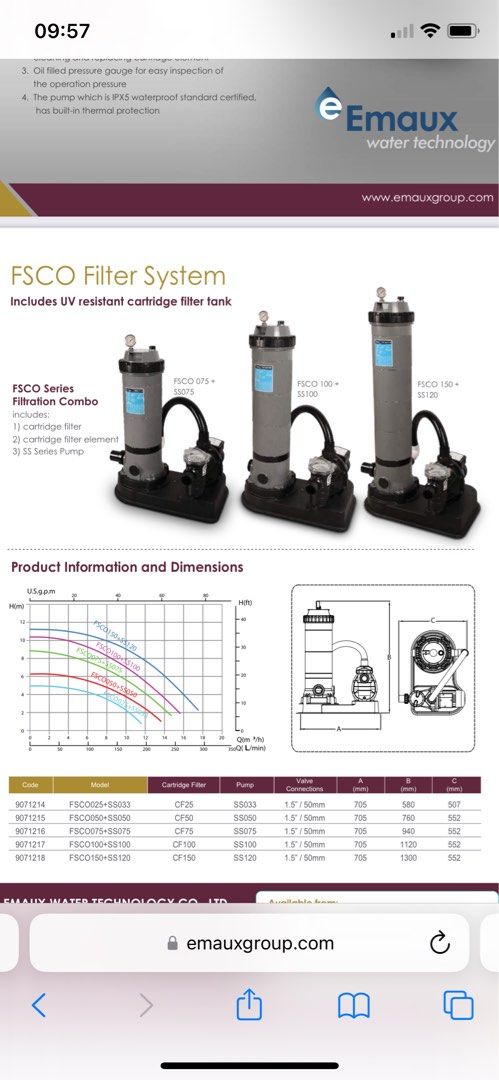 Emaux FSCO Series Cartridge Filter System FSCO100+SS100 on Carousell
