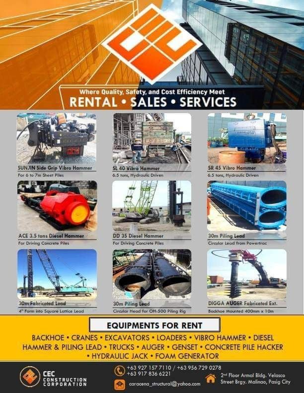 Equipment for Rents Tractor Head Mini dump truck Boom Truck Genset Pile ...