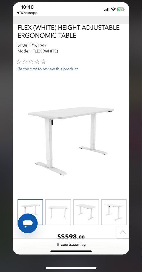 FLEX (WHITE) HEIGHT ADJUSTABLE ERGONOMIC TABLE, Furniture & Home Living ...
