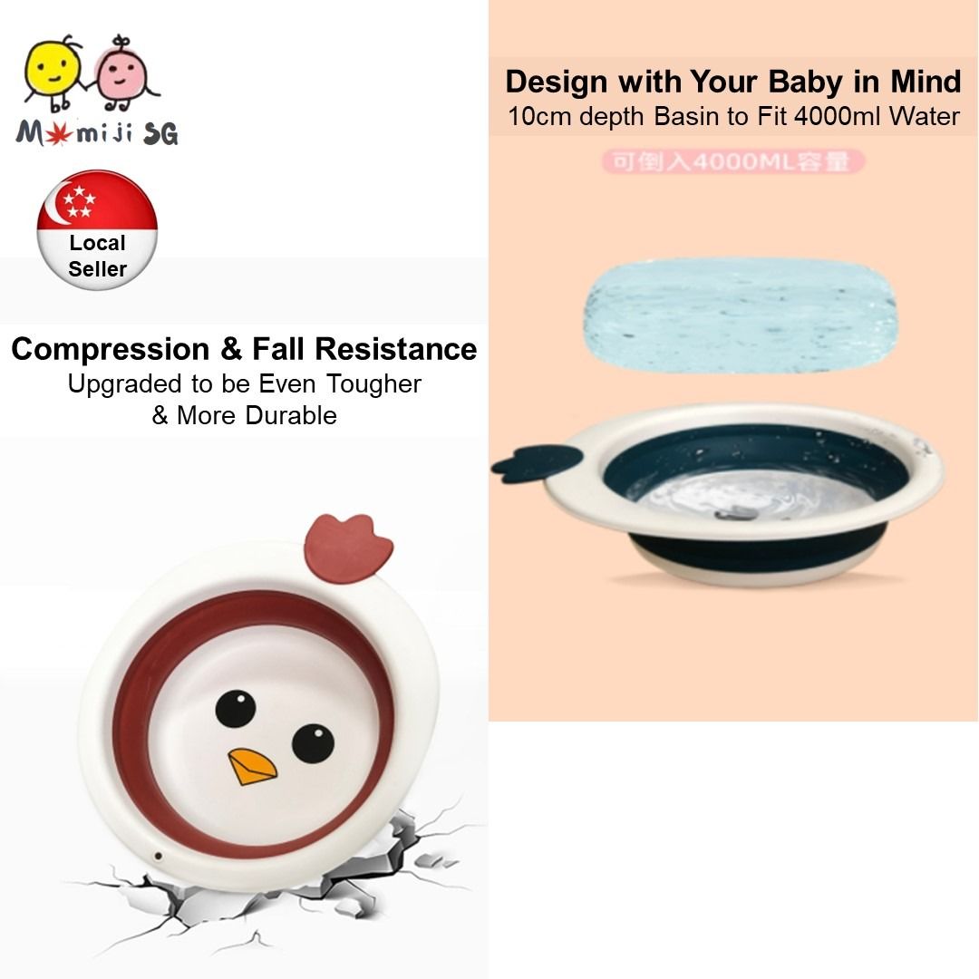 Foldable Collapsible Baby Wash Basin Cute Cartoon Design Children Face ...