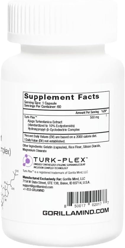 GORILLA MIND TURK-PLEX™ (TURKESTERONE), Health & Nutrition, Health ...