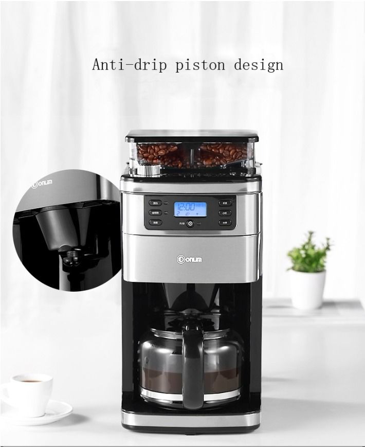 Grinding All-in-one Automatic Drip Coffee Maker with Grinder for Home ...
