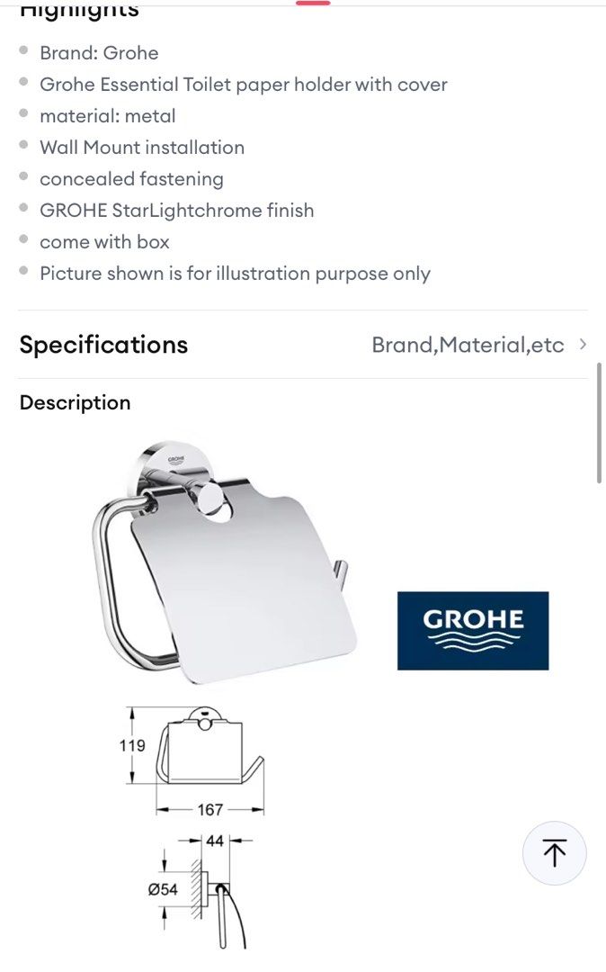 Grohe Essential Toilet Paper Holder, Furniture & Home Living, Bathroom & Kitchen Fixtures on ...
