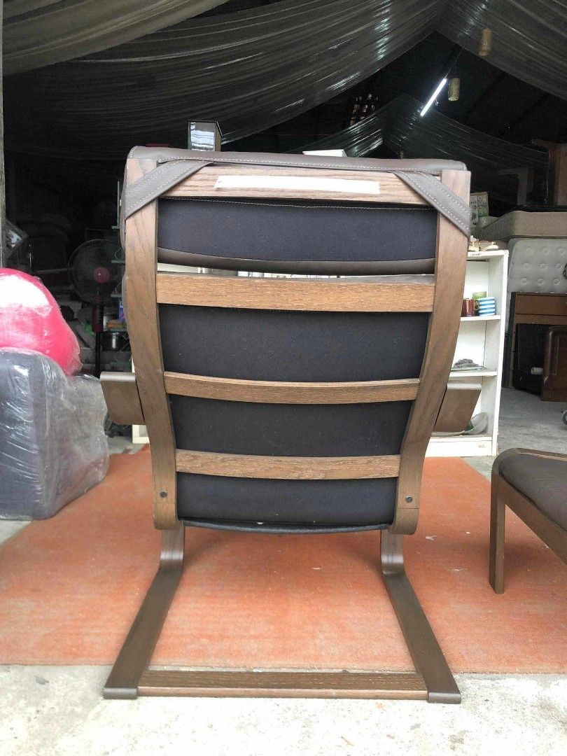 Ikea poang armchair and ottoman Solid bentwood genuine leather relaxing ...