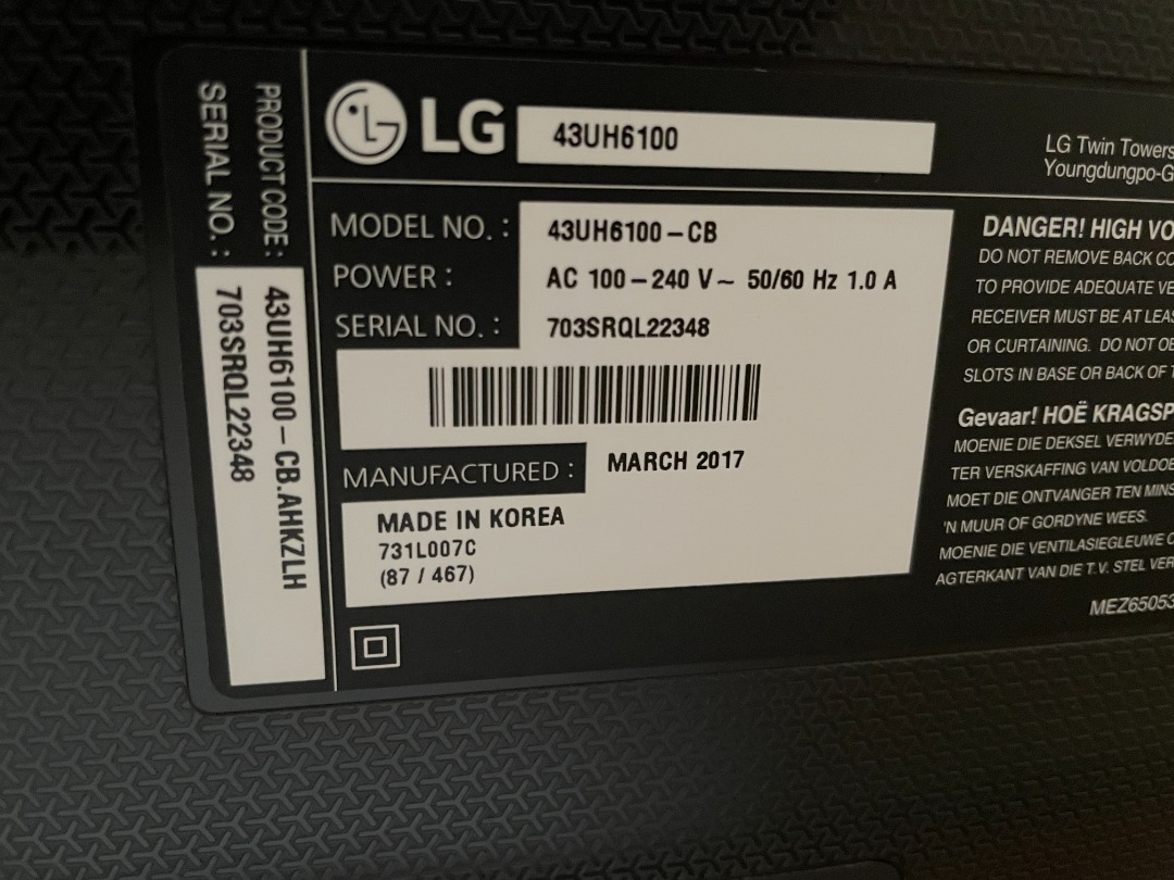 LG 43UH6100 4K Smart TV, 家庭電器, 電視 & 其他娛樂, 電視 - Carousell