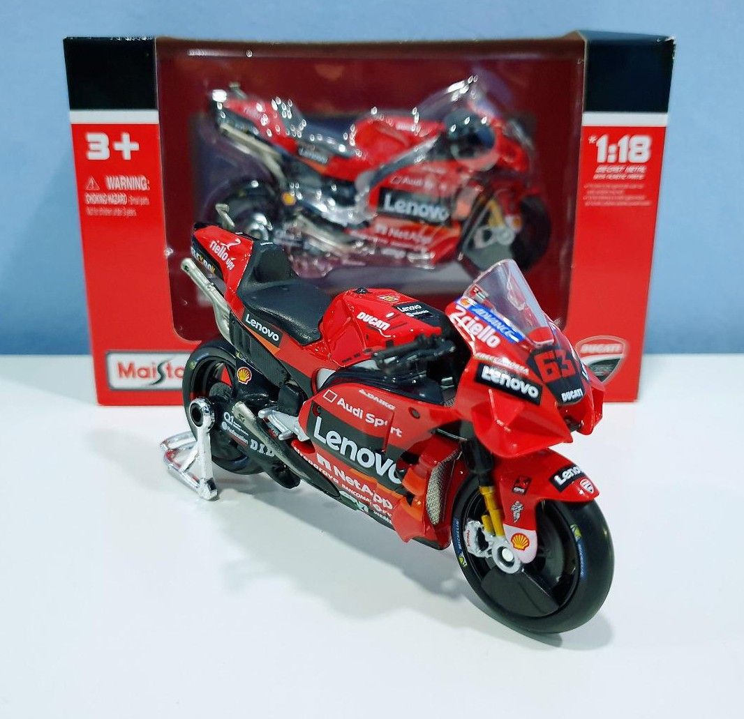 Maisto 1:18 Pecco Bagnaia 63 MotoGP 2021 Ducati Lenovo Team Diecast ...