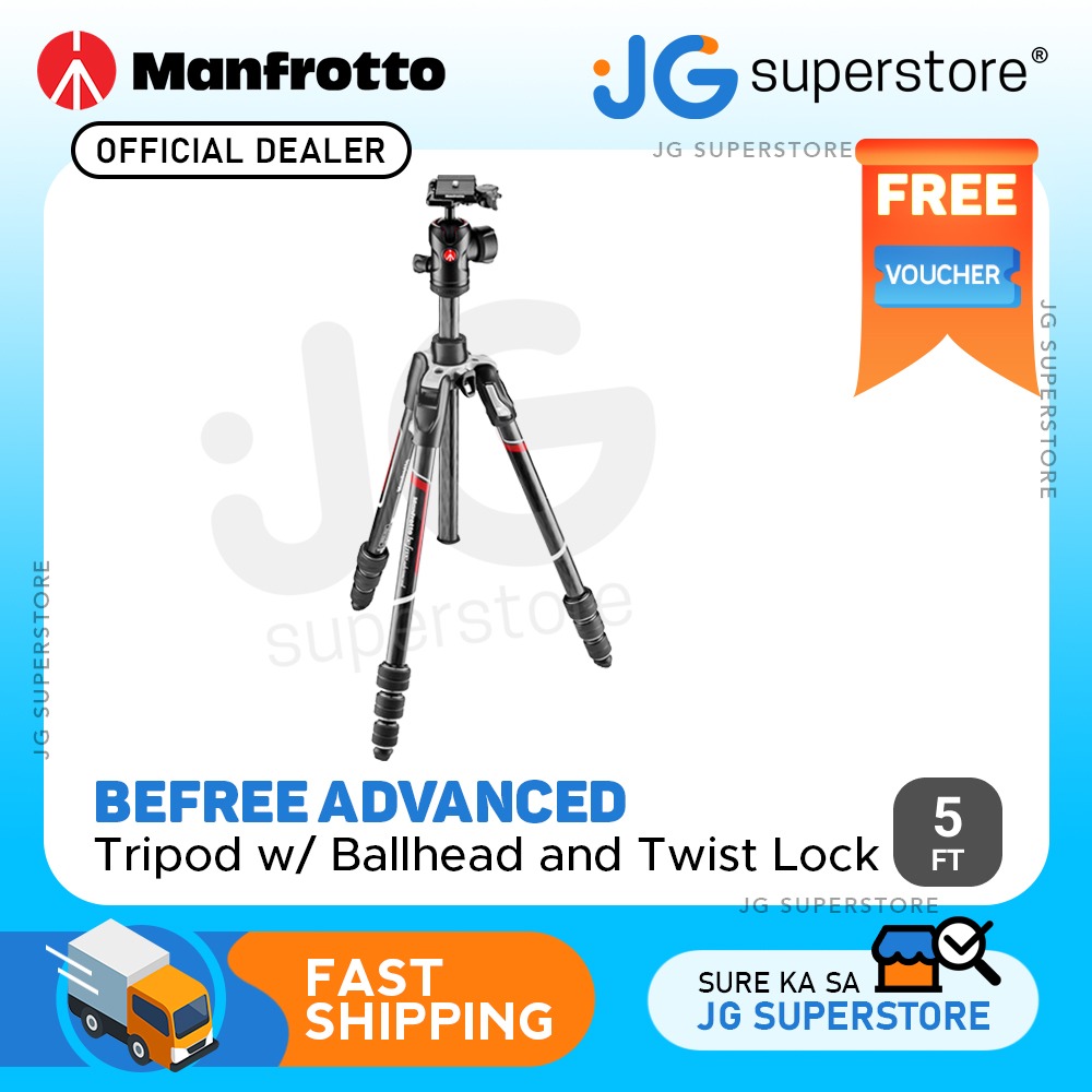 Manfrotto Befree Advanced Carbon Fiber Travel Tripod with 494 Ball Head Twist Locks, Black ...