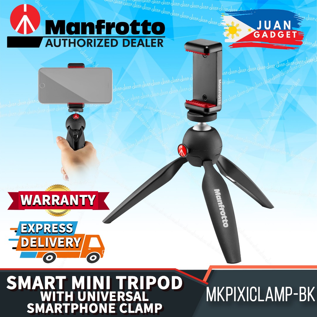 Manfrotto MKPIXICLAMP-BK PIXI Smart Mini Tripod with Universal ...