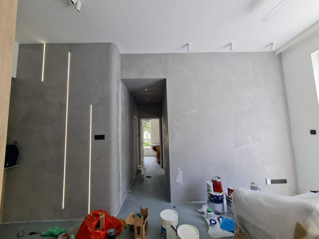 Microcement Wall and Flooring | Micro-Cement Application | Microcement Wabi Sabi Effect | HDB ...