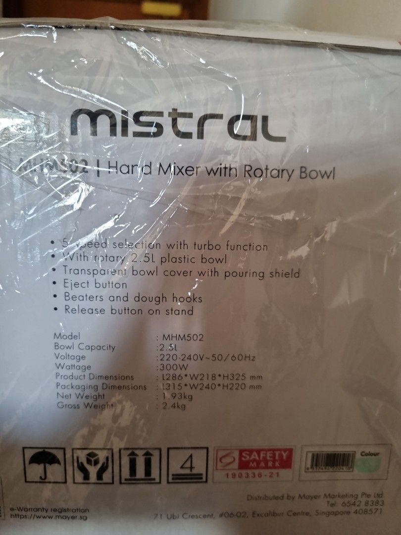 Mistral Hand Mixer with Rotary bowl, TV & Home Appliances, Kitchen ...